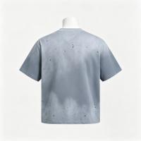 China Ink Splatter Basic Crew Neck Tee Loose Fit Vintage Wash T Shirt Streetwear for sale