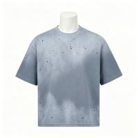 China Ink Splatter Basic Crew Neck Tee Loose Fit Vintage Wash T Shirt Streetwear for sale