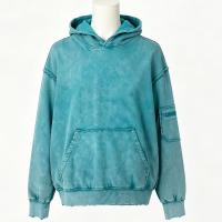 China Vintage Raw Edge Acid Wash Hoodie French Terry Heavy Cotton Hoodie Oversized for sale