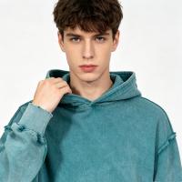 China Vintage Raw Edge Acid Wash Hoodie French Terry Heavy Cotton Hoodie Oversized for sale