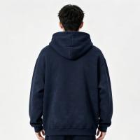 China Raw Edge Acid Wash Black Hoodie French Terry Cotton Zip Up Hoodie Vintage Oversized for sale