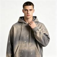 China 360GSM 	Men's Heavyweight Hoodie Spray Gradient Wash Pullover Hooded Sweatshirt Oversized for sale