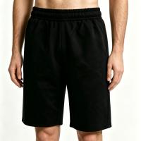 China Elastic Drawstring Sports Sweat Shorts Vintage Wash Cotton Blend Mens Shorts Black for sale