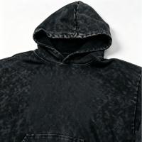 China Oversized Stone Wash Hoodies Long Sleeve Snow Wash Hoodie Black for sale