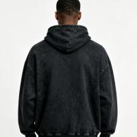 China Oversized Stone Wash Hoodies Long Sleeve Snow Wash Hoodie Black for sale