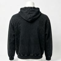 China Oversized Stone Wash Hoodies Long Sleeve Snow Wash Hoodie Black for sale