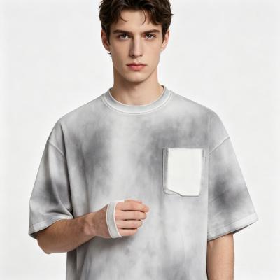 China Mist Spray Vintage Wash T Shirt Gradient Streetwear Oversized T Shirt 275GSM for sale