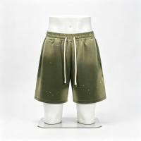 China Washed Drawstring Knee Length Shorts Gradient Cotton Blend Stretch Shorts Vintage for sale