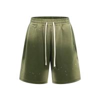 China Washed Drawstring Knee Length Shorts Gradient Cotton Blend Stretch Shorts Vintage for sale