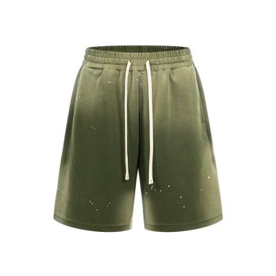 China Washed Drawstring Knee Length Shorts Gradient Cotton Blend Stretch Shorts Vintage for sale