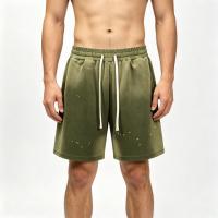China Washed Drawstring Knee Length Shorts Gradient Cotton Blend Stretch Shorts Vintage for sale