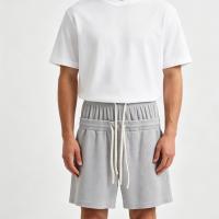 China Snow Wash Waffle Sweat Shorts Custom Print Vintage Oversized Shorts With Double Drawstring for sale