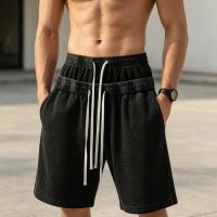 China Snow Wash Waffle Sweat Shorts Custom Print Vintage Oversized Shorts With Double Drawstring for sale