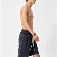 China Snow Wash Waffle Sweat Shorts Custom Print Vintage Oversized Shorts With Double Drawstring for sale