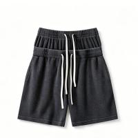 China Snow Wash Waffle Sweat Shorts Custom Print Vintage Oversized Shorts With Double Drawstring for sale
