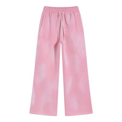 China Loose Straight Leg Fleece Sweatpants Unisex Casual Wide Leg Trousers Faded for sale