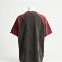 China 285G Heavy Cotton T Shirt Raglan Cut American Retro T Shirt Color Block for sale