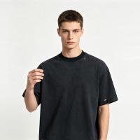 China Ripped Wash Basic Crew Neck Tee Grunge Loose Fit T Shirt 275GSM for sale