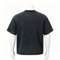 China Ripped Wash Basic Crew Neck Tee Grunge Loose Fit T Shirt 275GSM for sale