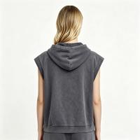China 400GSM Hooded Zip Up Vest Vintage Ruin Wash Streetwear Gilet Oversized for sale