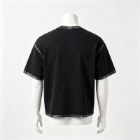 China Double Yarn Cotton Blend T Shirt Snow Wash Vintage Oversized Tee Blank for sale