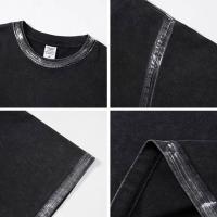 China Double Yarn Cotton Blend T Shirt Snow Wash Vintage Oversized Tee Blank for sale