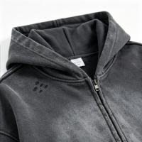 China 400g Stone Wash Hoodies Zip Up Fleece Lined Sweatshirt Custom Logo Oversized for sale