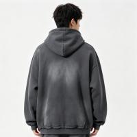 China 400g Stone Wash Hoodies Zip Up Fleece Lined Sweatshirt Custom Logo Oversized for sale