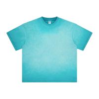 China 100% Pure Cotton Basic Crew Neck Tee Faded Gradient T Shirts Vintage Wash for sale