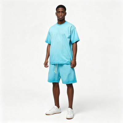 China 430GSM Men's Sweatpants Shorts Gradient Washed Knee Length Sweat Shorts Oversized for sale