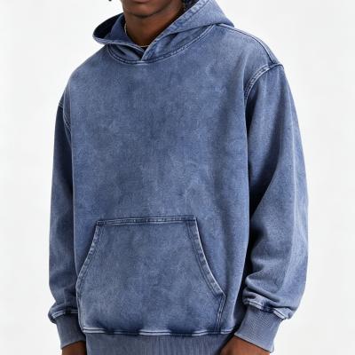 China 380g Heavyweight Stone Wash Hoodies Vintage Street Washed Denim Hoodie For Fall Winter for sale