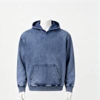 China 380g Heavyweight Stone Wash Hoodies Vintage Street Washed Denim Hoodie For Fall Winter for sale
