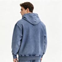 China 380g Heavyweight Stone Wash Hoodies Vintage Street Washed Denim Hoodie For Fall Winter for sale