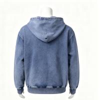 China 380g Heavyweight Stone Wash Hoodies Vintage Street Washed Denim Hoodie For Fall Winter for sale