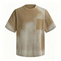 China 325GSM Airbrushed Waffle Knit T Shirt Anti Pilling Drop Shoulder T Shirt Gradient for sale