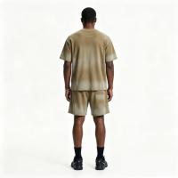 China 325GSM Airbrushed Waffle Knit T Shirt Anti Pilling Drop Shoulder T Shirt Gradient for sale