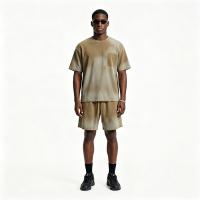 China 325GSM Airbrushed Waffle Knit T Shirt Anti Pilling Drop Shoulder T Shirt Gradient for sale