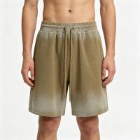 China 325GSM Airbrushed Waffle Knit Shorts Gradient 71% Cotton Blend Shorts Anti Pilling for sale