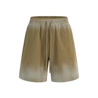 China 325GSM Airbrushed Waffle Knit Shorts Gradient 71% Cotton Blend Shorts Anti Pilling for sale