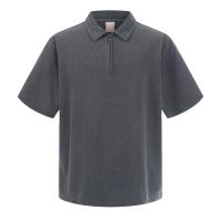 China Collared Unisex Polo T Shirts 325GSM Waffle Knit Polo Shirt Cotton Blend for sale