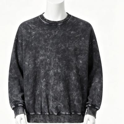 China 360g Heavy Snow Washed Hoodie Crew Neck Men Oversized Sweatshirt Vintage for sale