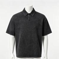 China Vintage Washed Heavyweight Polo Shirt Collared Washed Vintage T Shirt Half Sleeve For Teenagers for sale