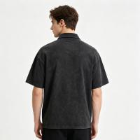 China Vintage Washed Heavyweight Polo Shirt Collared Washed Vintage T Shirt Half Sleeve For Teenagers for sale