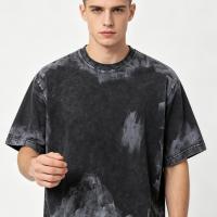 China Distressed Heavy Cotton T Shirts Short Sleeve Acid Wash T Shirt Retro Vintage for sale
