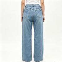 China Stone Washed Light Wash Baggy Jeans 5 Pocket High Waist Wide Leg Jeans Heavyweight for sale