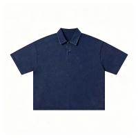 China Short Sleeve Men's Custom Polo Shirts Snowflake Wash Retro Polo Shirt 280GSM for sale