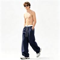 China Solid Color Denim Jeans Drawstring Mid Rise Wide Leg Pants Casual for sale