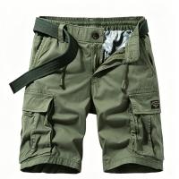China 100% Cotton Sports Sweat Shorts Gray , Black , Army Green , Khaki Mens Multi Pocket Cargo Shorts for sale