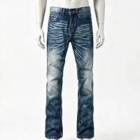 China Vintage Washed Men's Jeans Flare Mid Rise Jeans With Whisker Detailing for sale