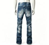 China Vintage Washed Men's Jeans Flare Mid Rise Jeans With Whisker Detailing for sale